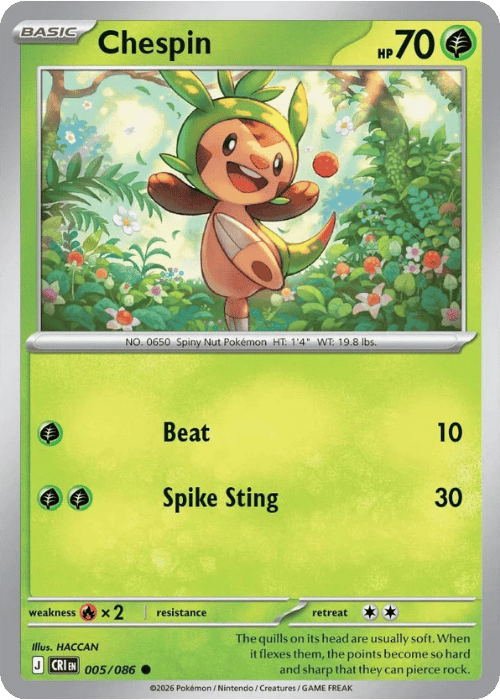 Chespin 005/086 - Pokémon Chaos Rising – Tcgstore.se