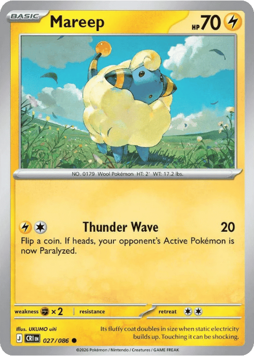 Mareep 027/086 - Pokémon Chaos Rising – Tcgstore.se